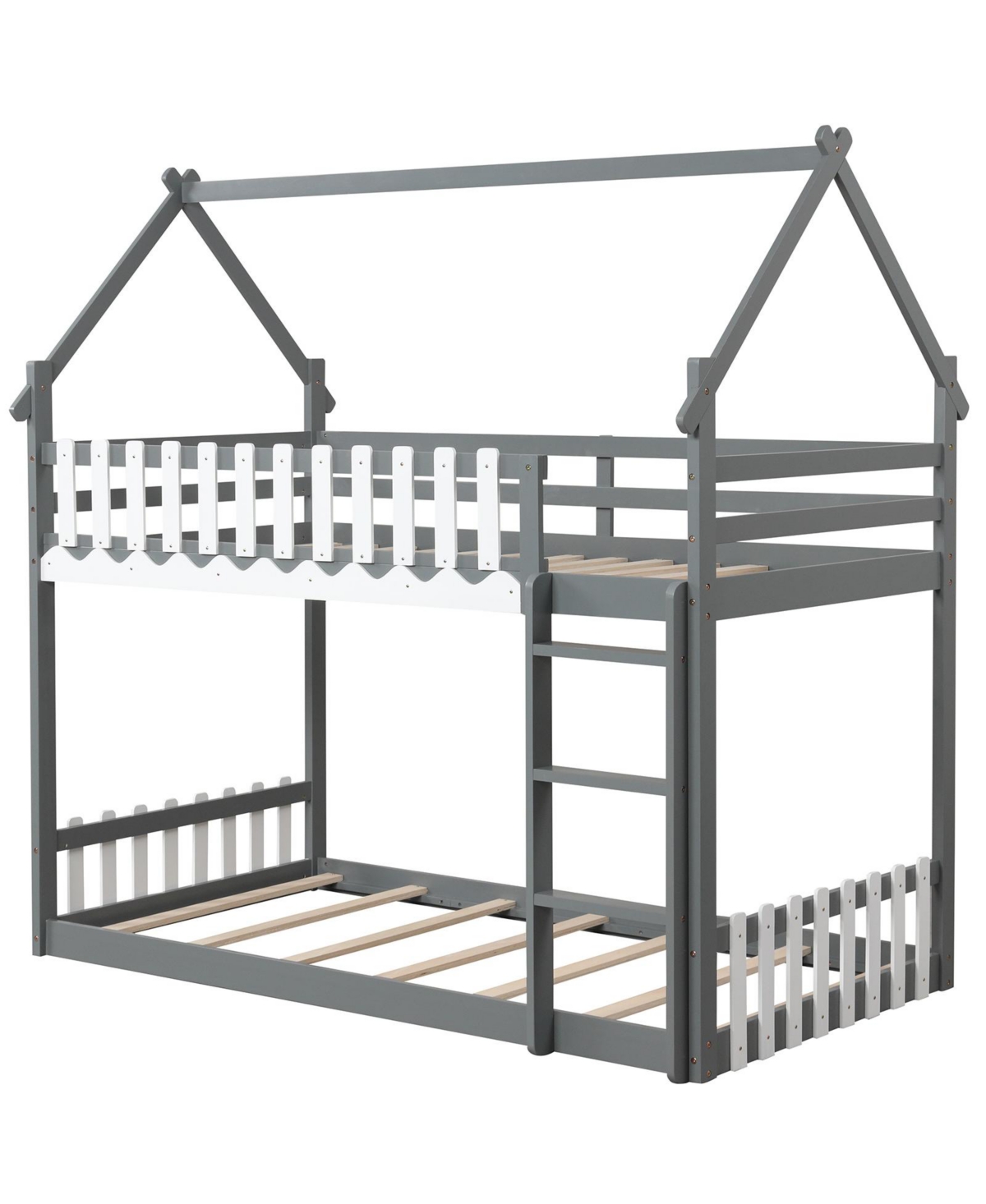 Click here for Twin Over Twin Bunk Bed with Fence and Ladder for... prices