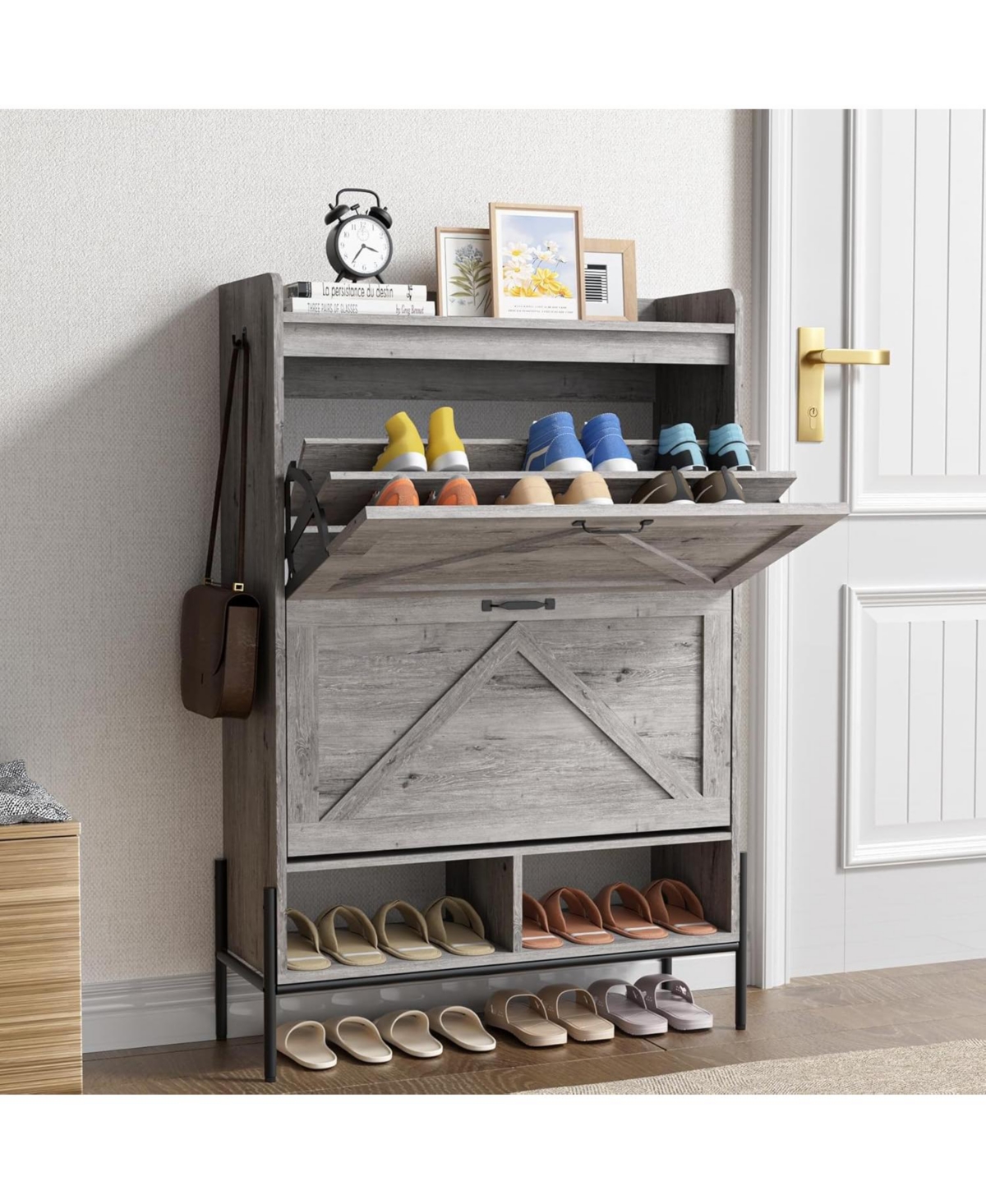 gaomon Shoe Cabinet Storage, Hidden Freestanding Shoe Rack with 2 Flip ...