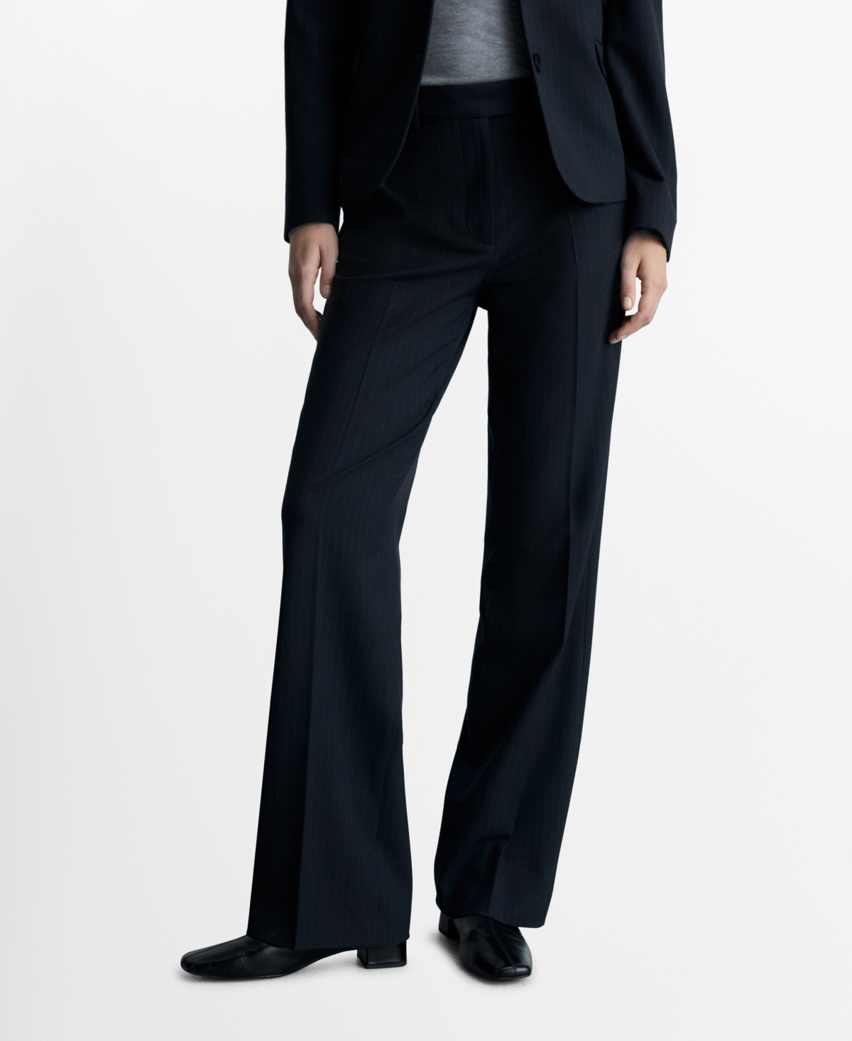 Click here for Mango Womens Pinstripe Suit Pants - Dark Navy prices