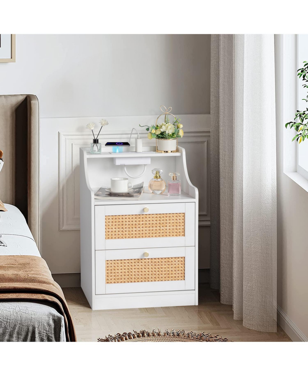 Click here for Slickblue Bedside Table with Matt Gold Tapered Han... prices