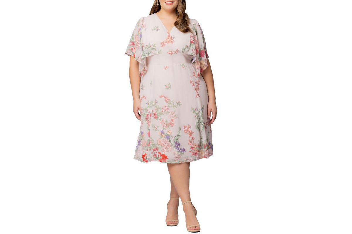 Click here for Kiyonna Plus Size Breezy Border Print Cocktail Dre... prices
