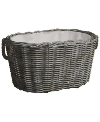 Firewood Basket with Carrying Handles 23.6"x15.7"x11" Gray Willow - Macy's