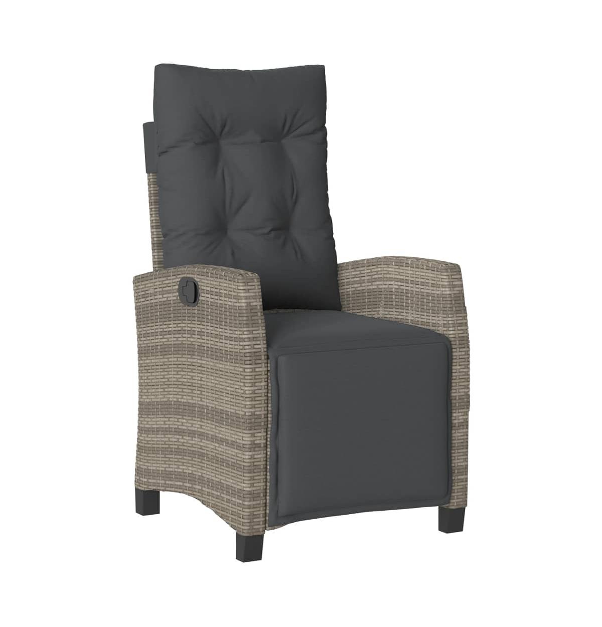 Click here for Reclining Patio Chair with Footrest Gray Poly Ratt... prices