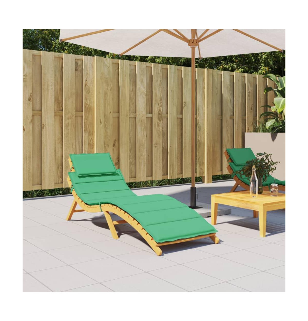 Click here for Sun Lounger Cushion Green 73.2x22.8x1.6 Oxford Fab... prices