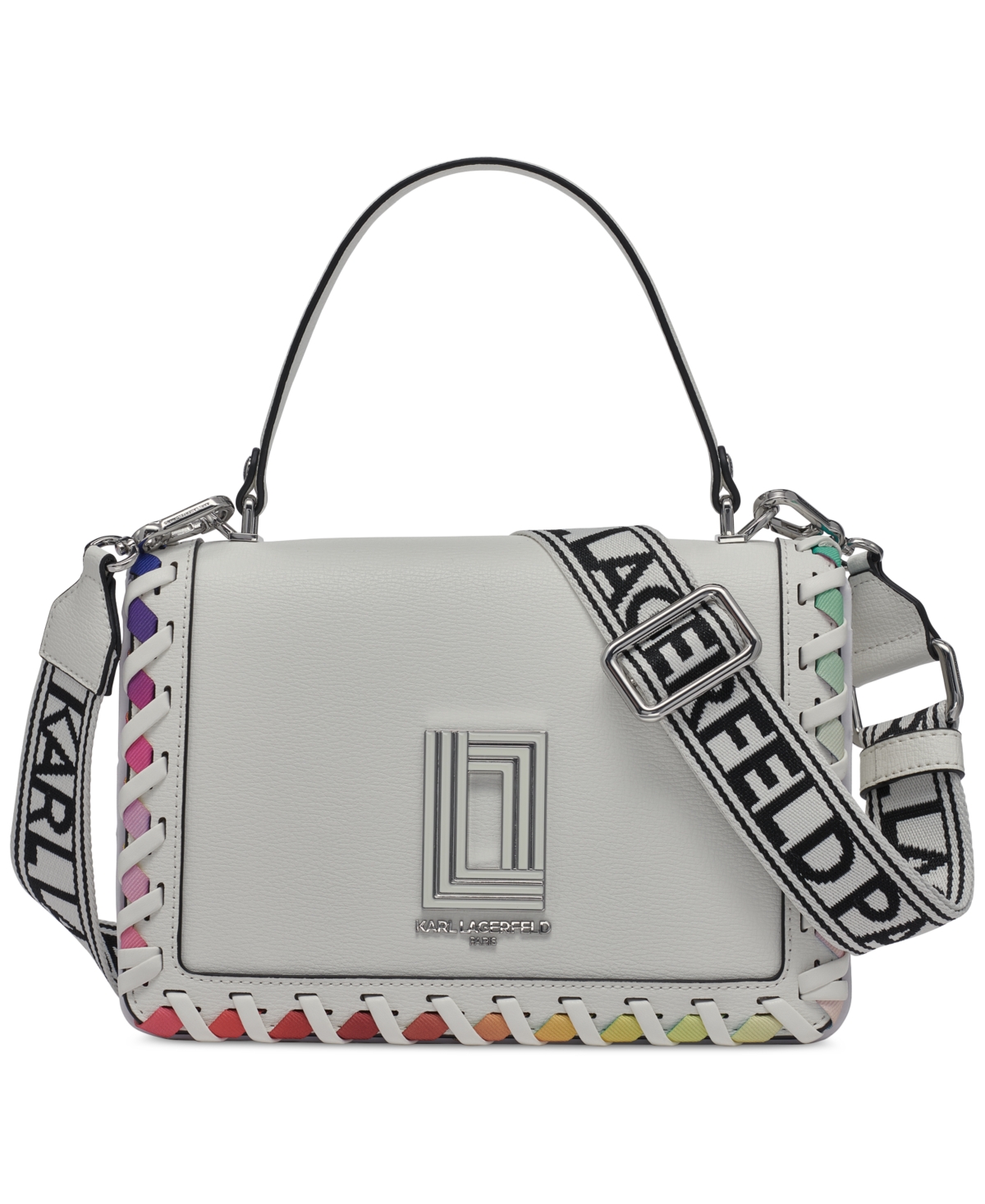 Karl Lagerfeld Simone Small Leather Top Handle Flap Crossbody In Winter ...