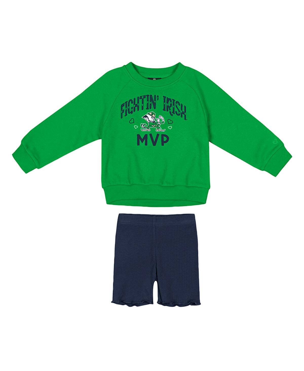 Click here for Colosseum Girls Toddler Green/Navy Notre Dame Figh... prices