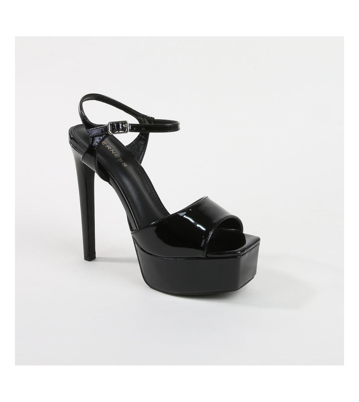 Click here for Genevieve Patent Platform Sandal - Black prices