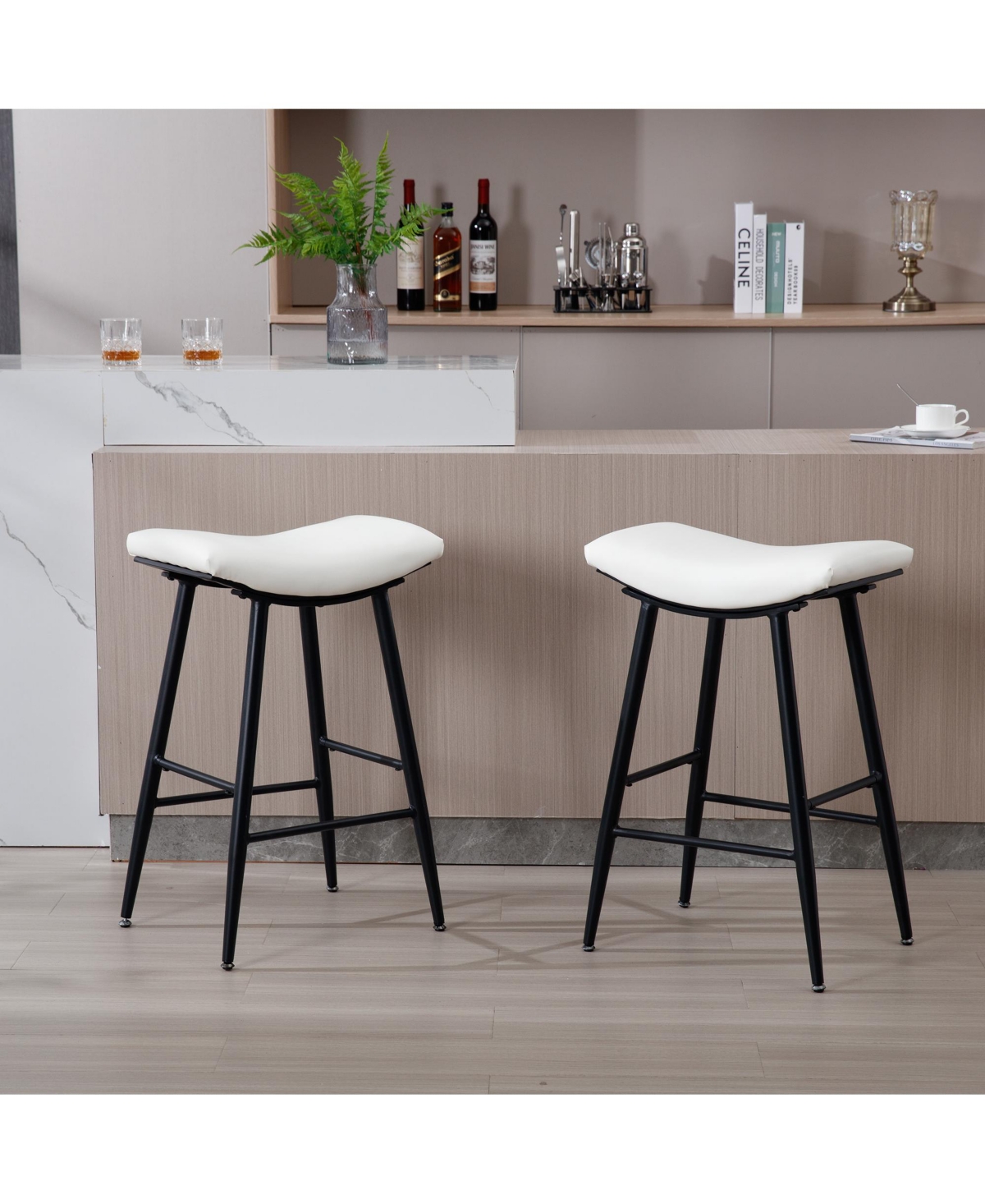 Click here for Lovmor Bar Stools Set of 2 Armless Counter Low Bar... prices