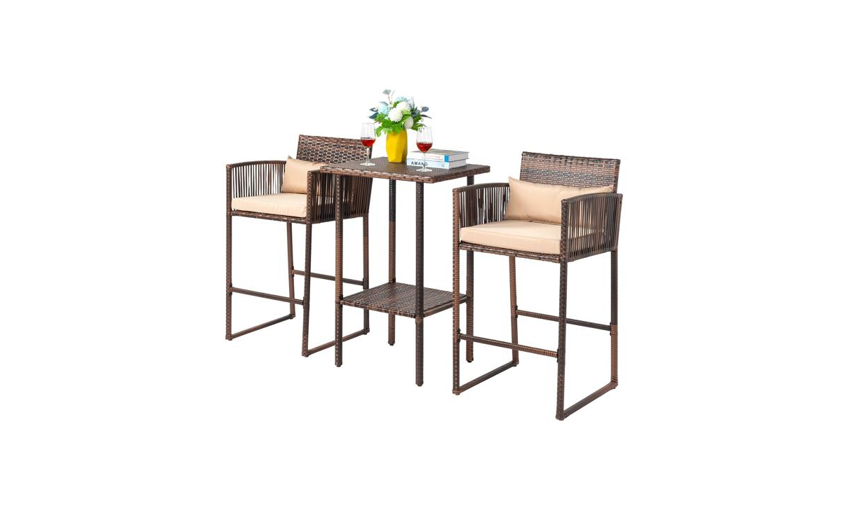 Click here for 3-Piece Outdoor Patio Bar Set for Garden  Balcony... prices
