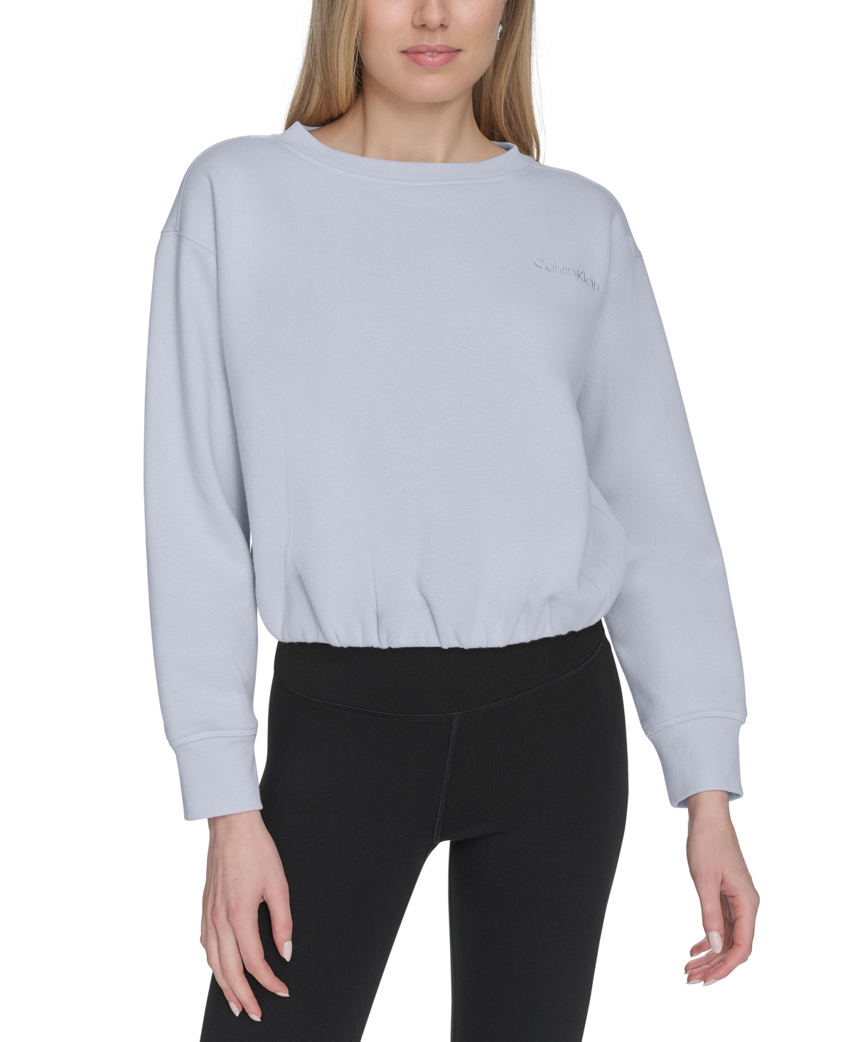 Click here for Calvin Klein Womens Logo Fleece Bubble Hem Top - S... prices