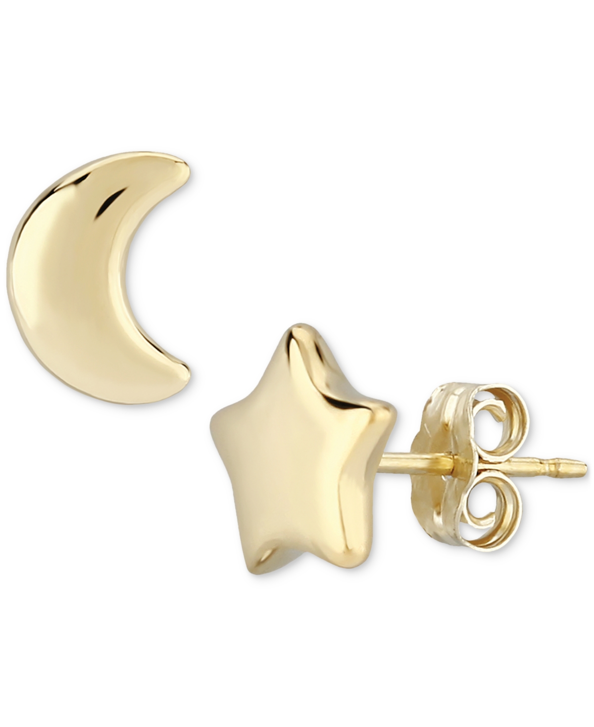 Click here for Star & Moon Stud Earrings Set in 14k Yellow Gold (... prices