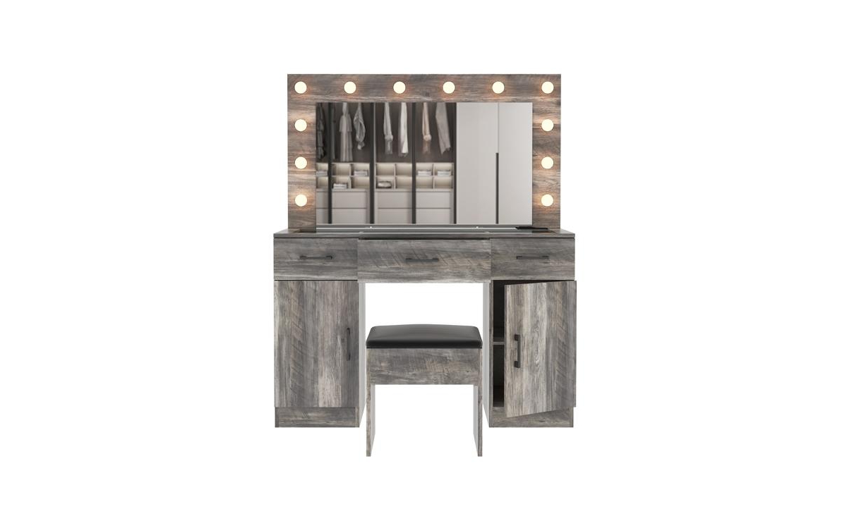Click here for Vanity Desk Set with Large Lighted Mirror and Powe... prices
