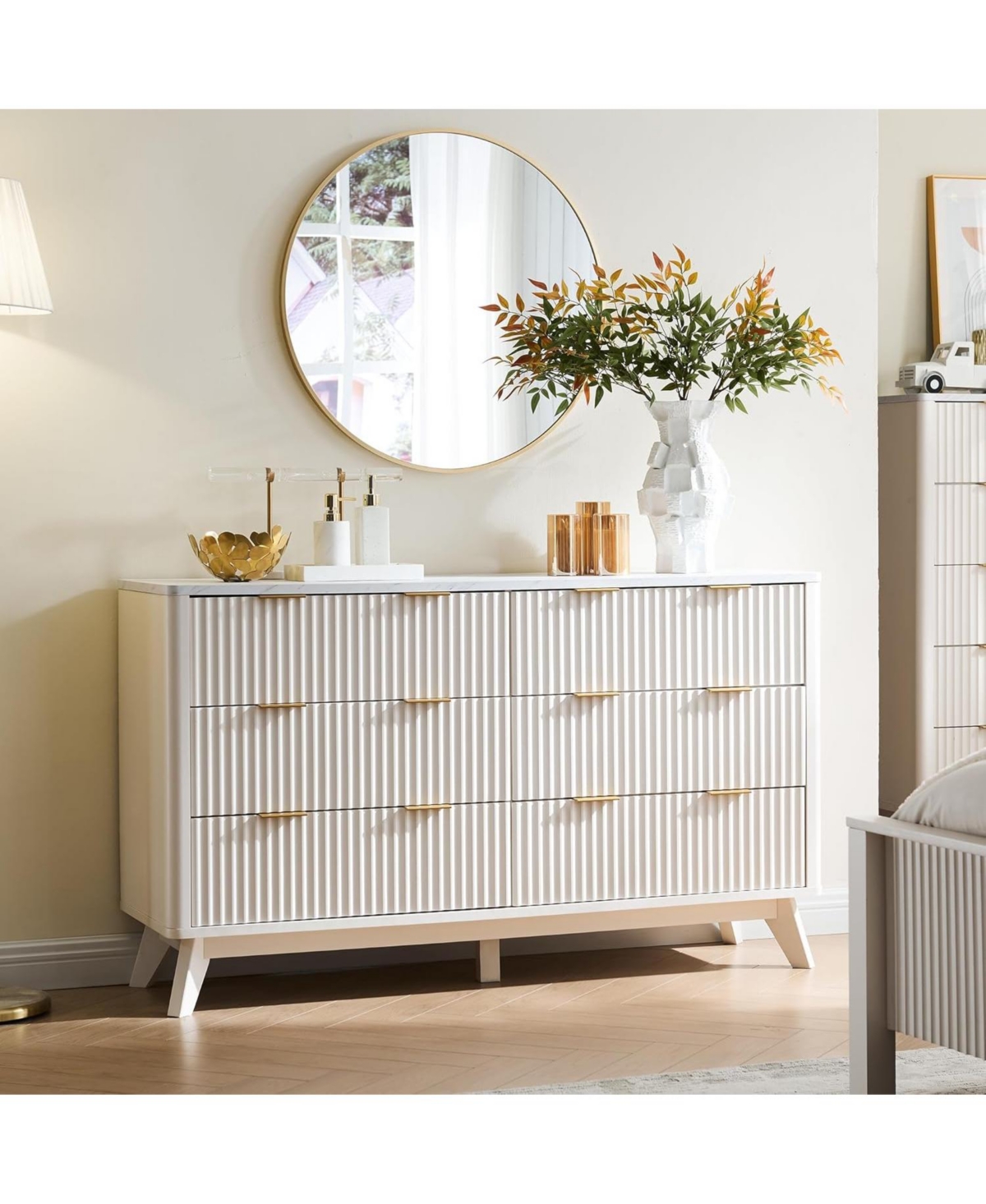 Click here for Fluted 6 Drawers Dresser  54 Wide Modern Chest of... prices