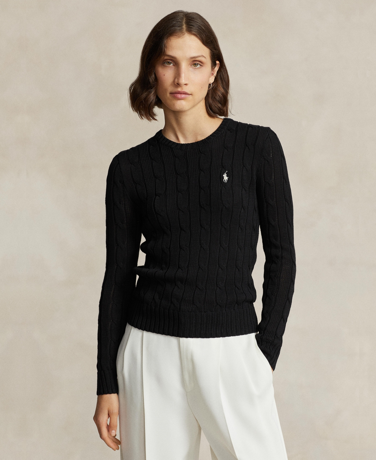 Click here for Polo Ralph Lauren Womens Cable-Knit Cotton Crewnec... prices
