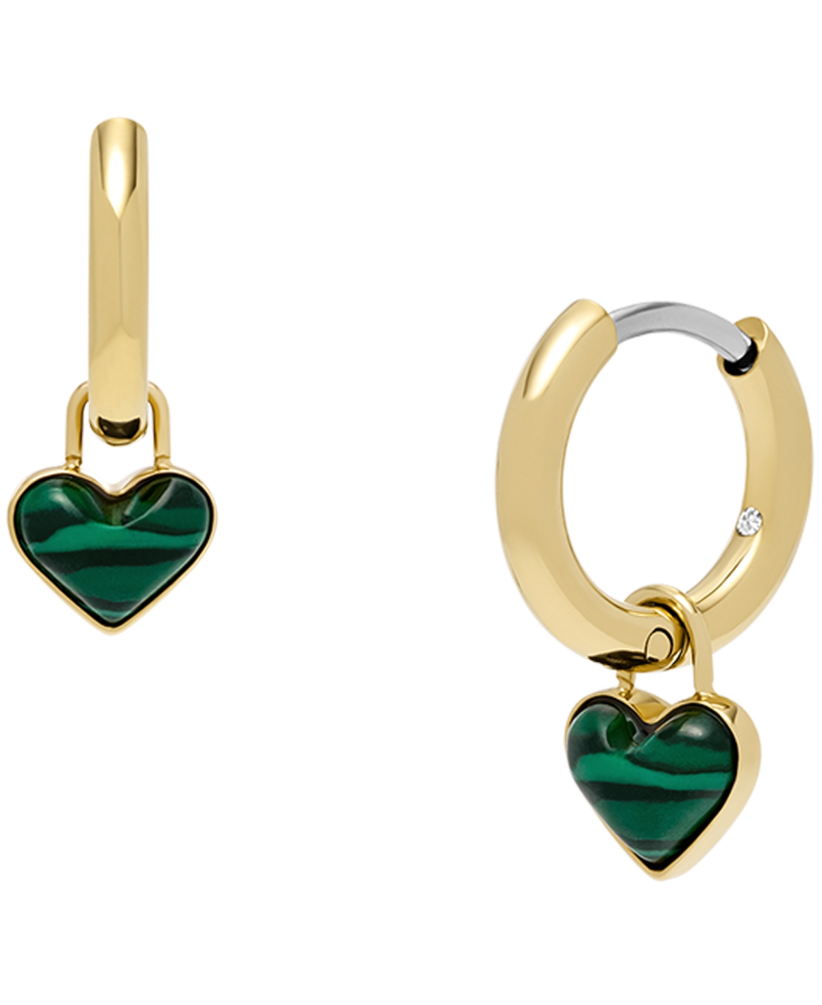 Click here for Fossil Modern Meadows Malachite Heart Hoop Earring... prices