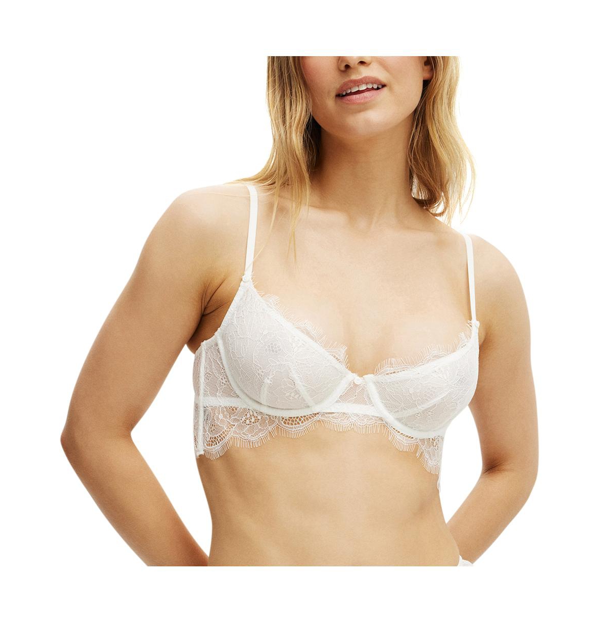 Click here for Cotton On Womens Eyelash Lace Underwire Bra - Crea... prices