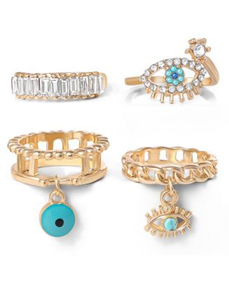Jessica Simpson 4-Piece Charm Ring Set with Accents - Size 7 - Macy's