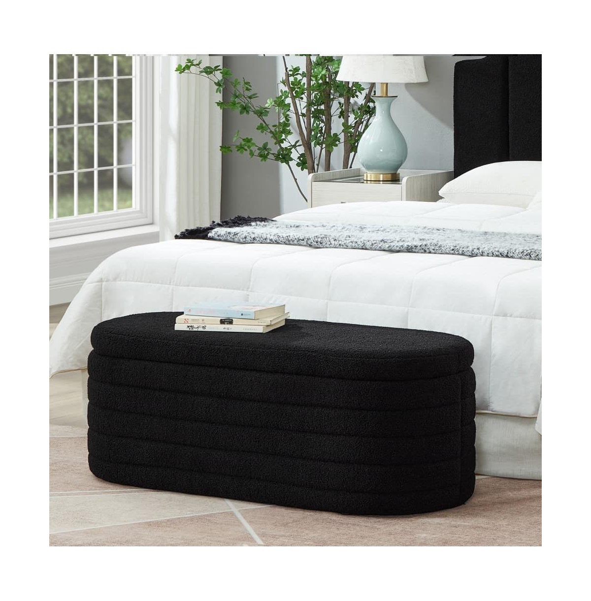 Click here for Modern Storage Ottoman Bench with Teddy Boucle Fab... prices
