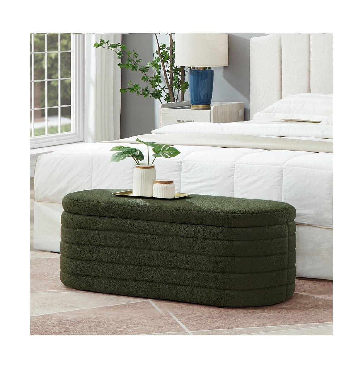 Click here for Modern Storage Ottoman Bench with Teddy Boucle Fab... prices