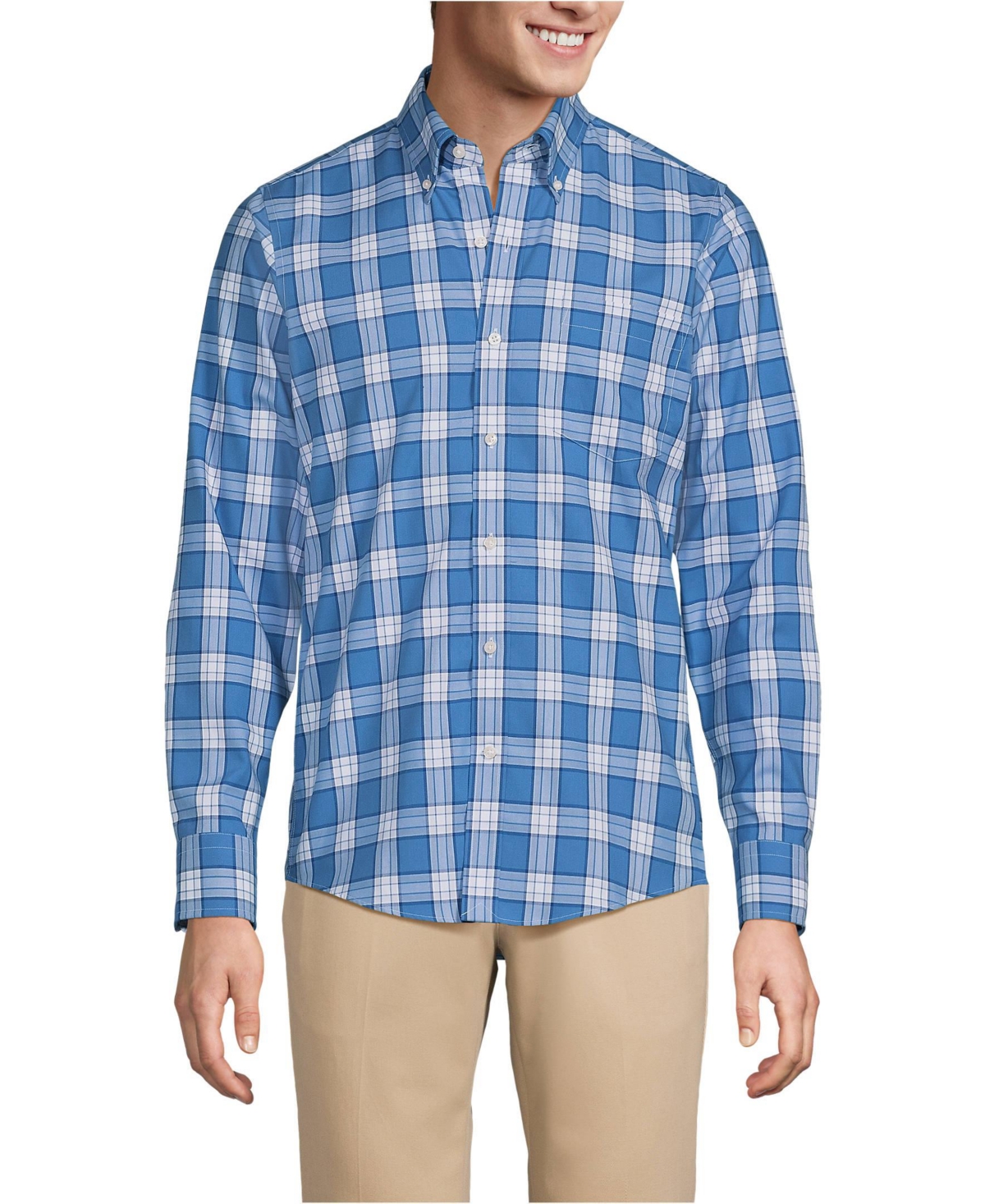 Click here for Lands End Mens Tailored Fit No Iron Twill Long Sle... prices