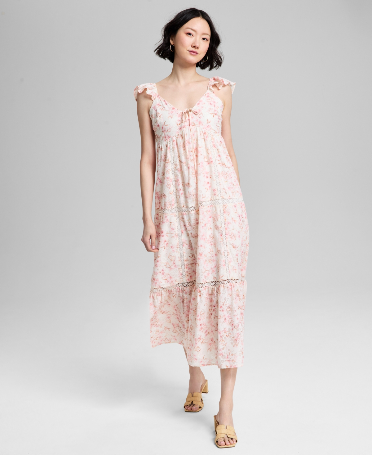 Click here for And Now This Womens Empire-Waist Crochet-Trim Midi... prices