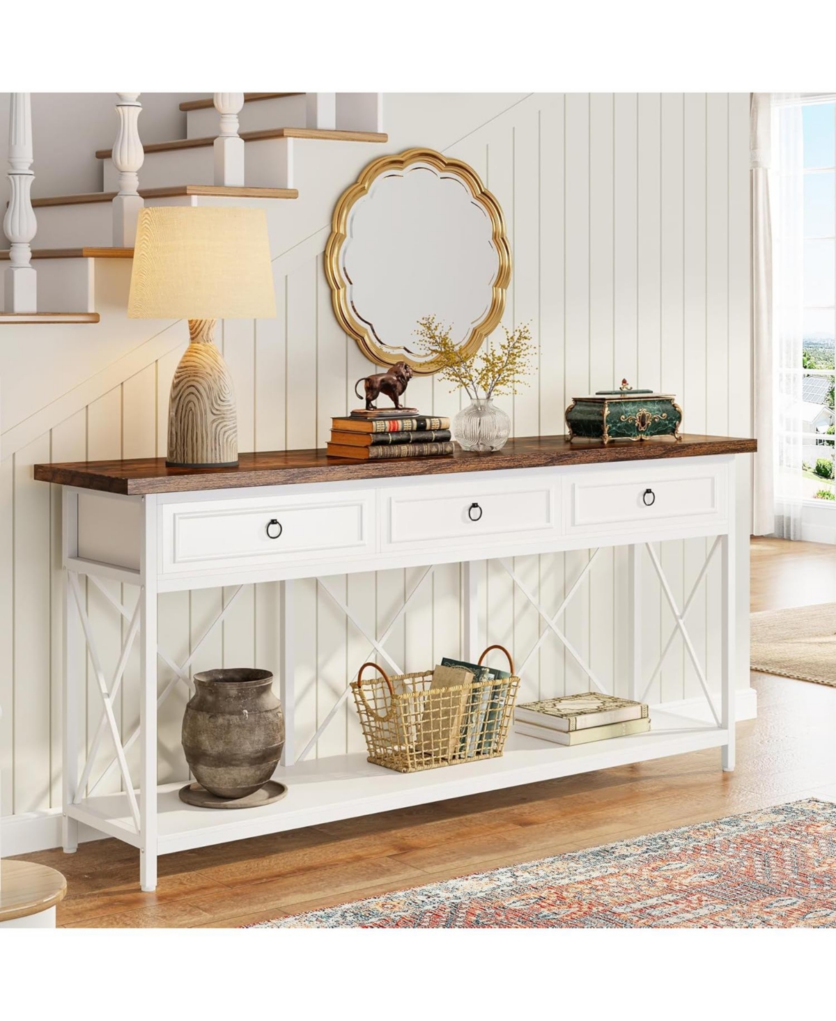 Click here for Tribesigns 70.8 Console Table with 3 Drawers  Farm... prices
