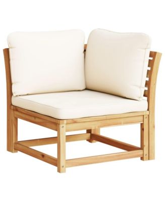 Patio Sofa Corner with Cushions 28.7"x28.7"x25.6" Solid Wood Acacia ...