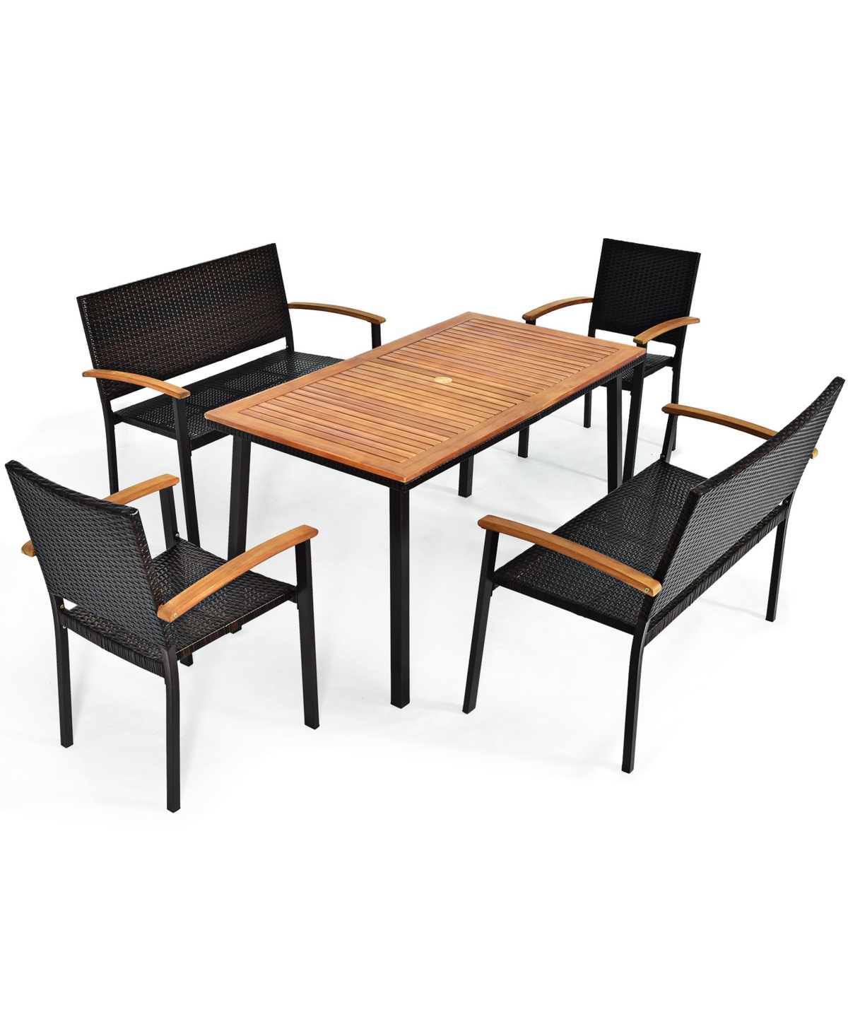 Click here for Gymax 5PCS Rattan Outdoor Dining Set Patio Furnitu... prices