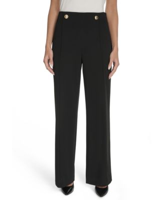 Halston Women's Button-Trim Straight-Leg Pants - Macy's