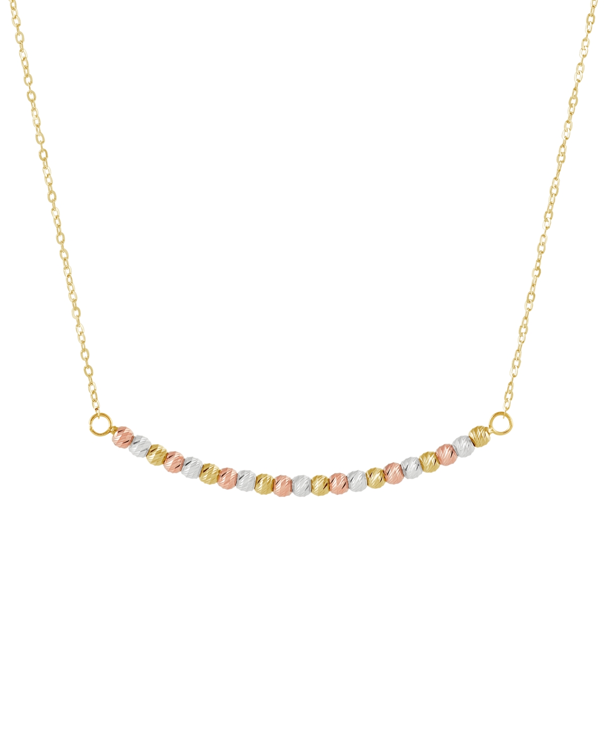 Click here for Textured Bead Curved Bar 17 Collar Necklace in 14K... prices