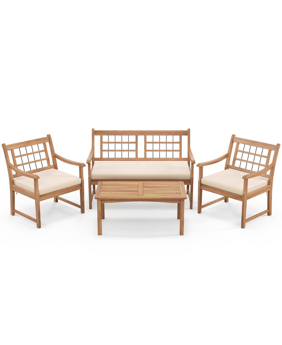 Click here for 4 Piece Wood Patio Furniture with Armchairs Lovese... prices