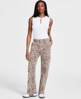 Bar III Women's Cheetah Print Cargo Jeans, Exclusively at Macy's - Macy's