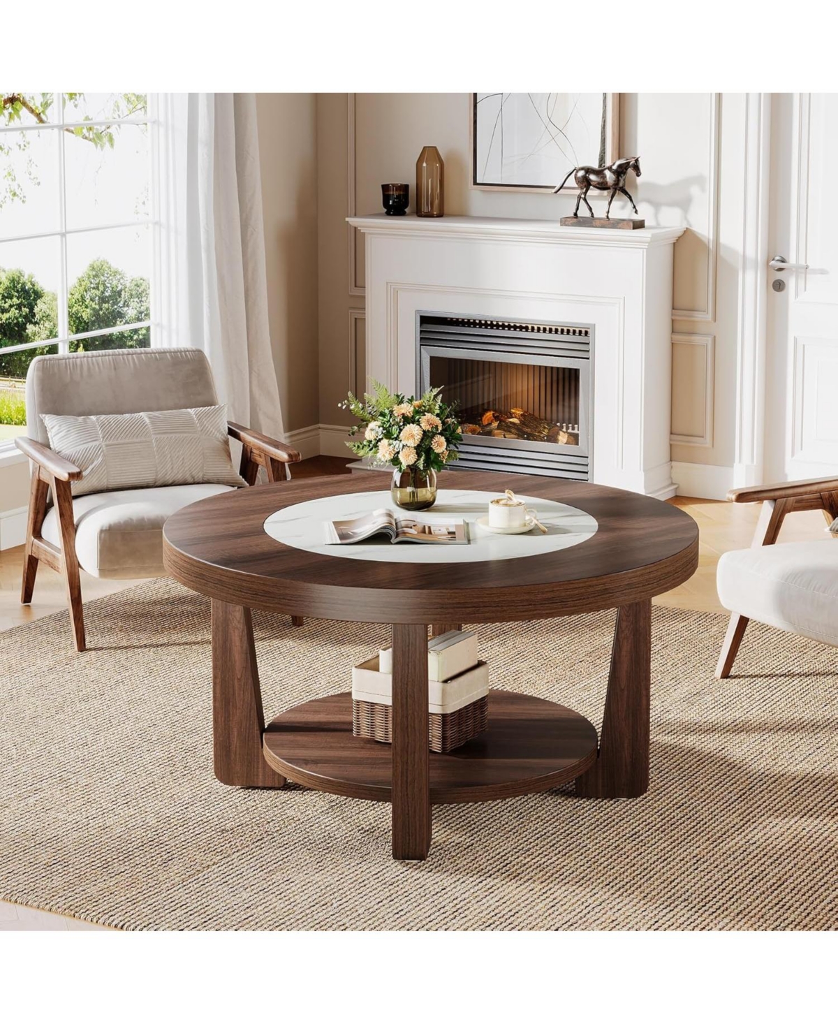Click here for Tribesigns Coffee Table  2-Tier Round Coffee Table... prices