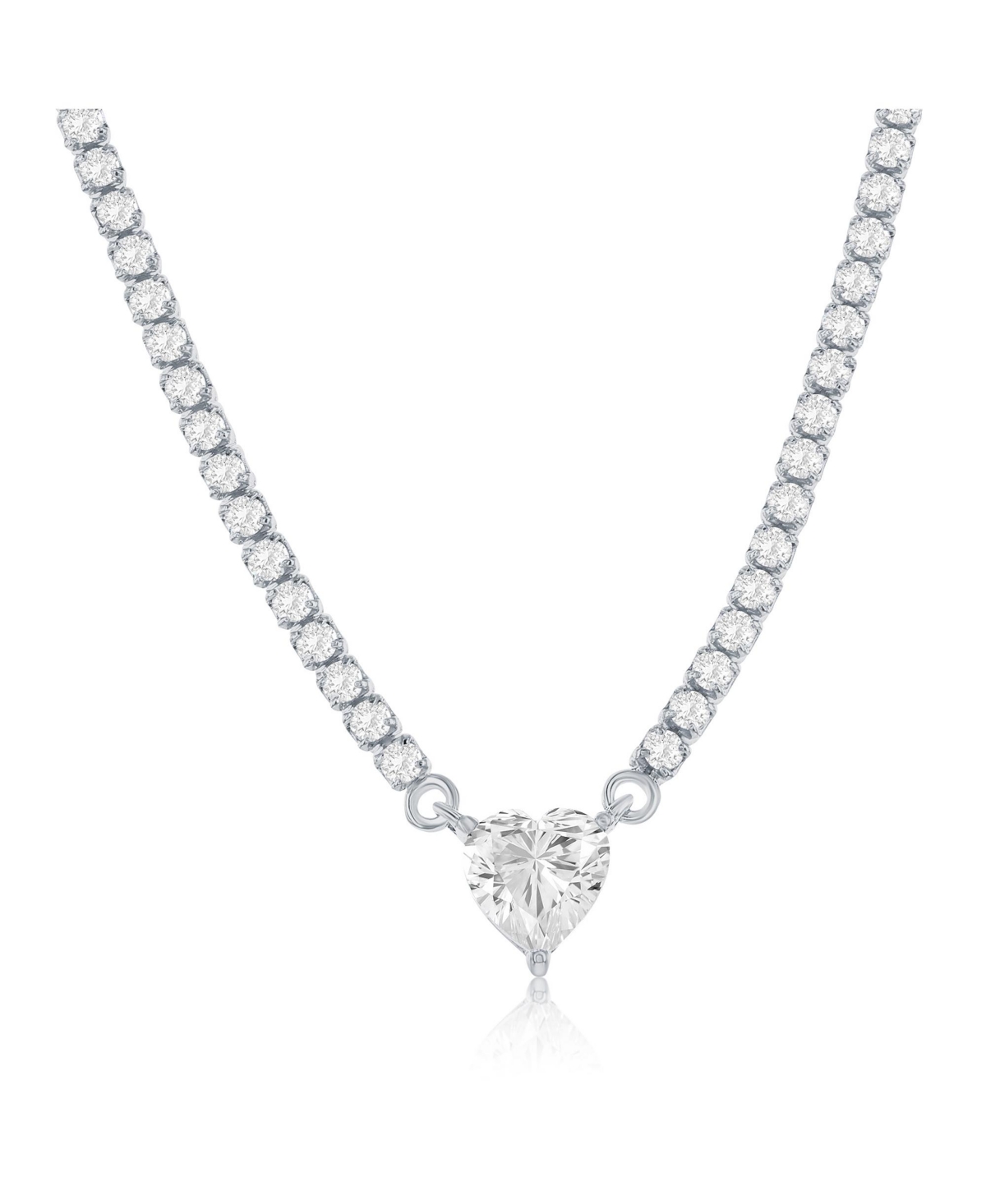 Click here for Sterling Silver  Heart Cz  Tennis Necklace - Silve... prices