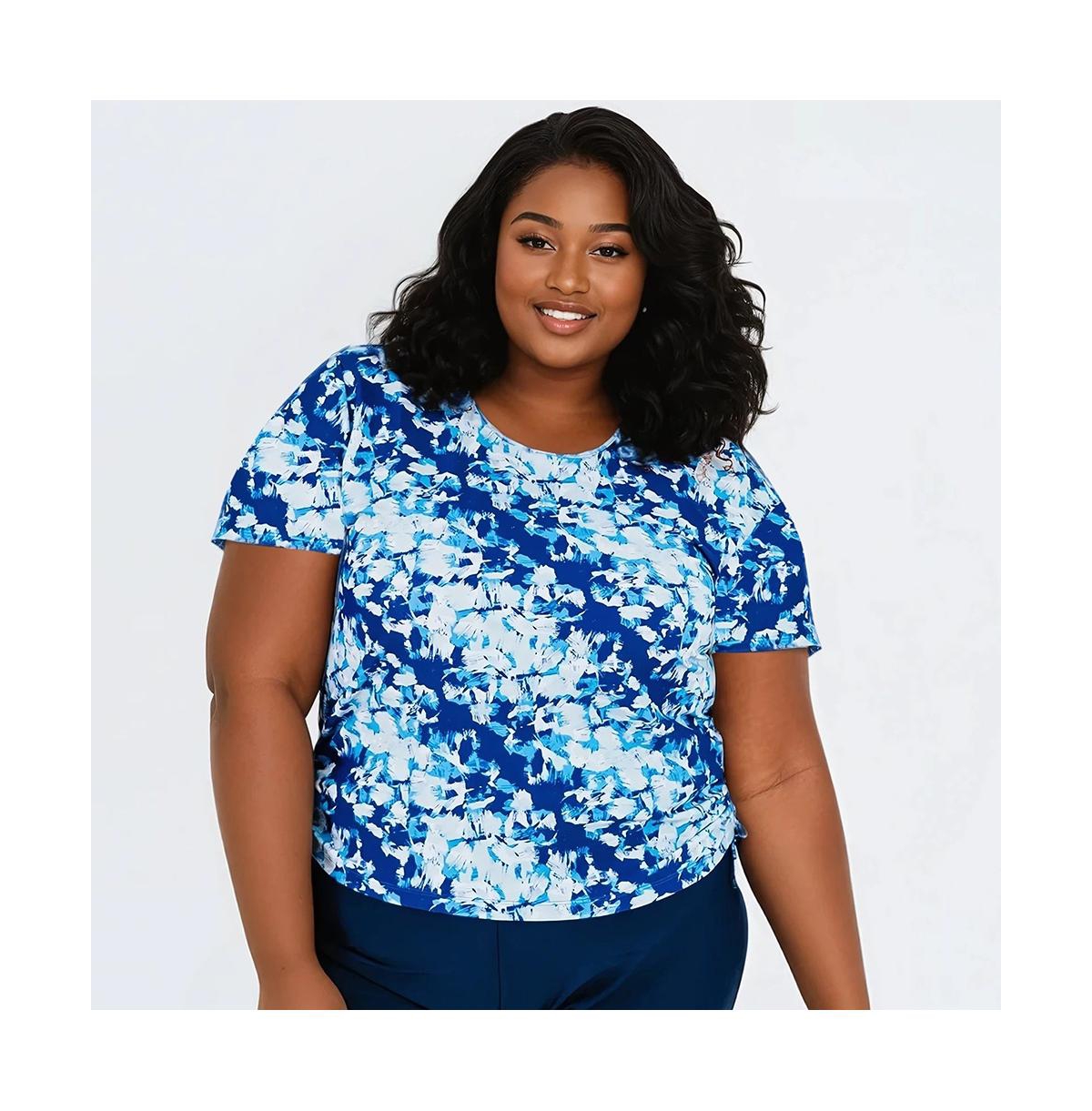 Click here for Calypsa Plus Size Adele Swim Top - Blue drift prices