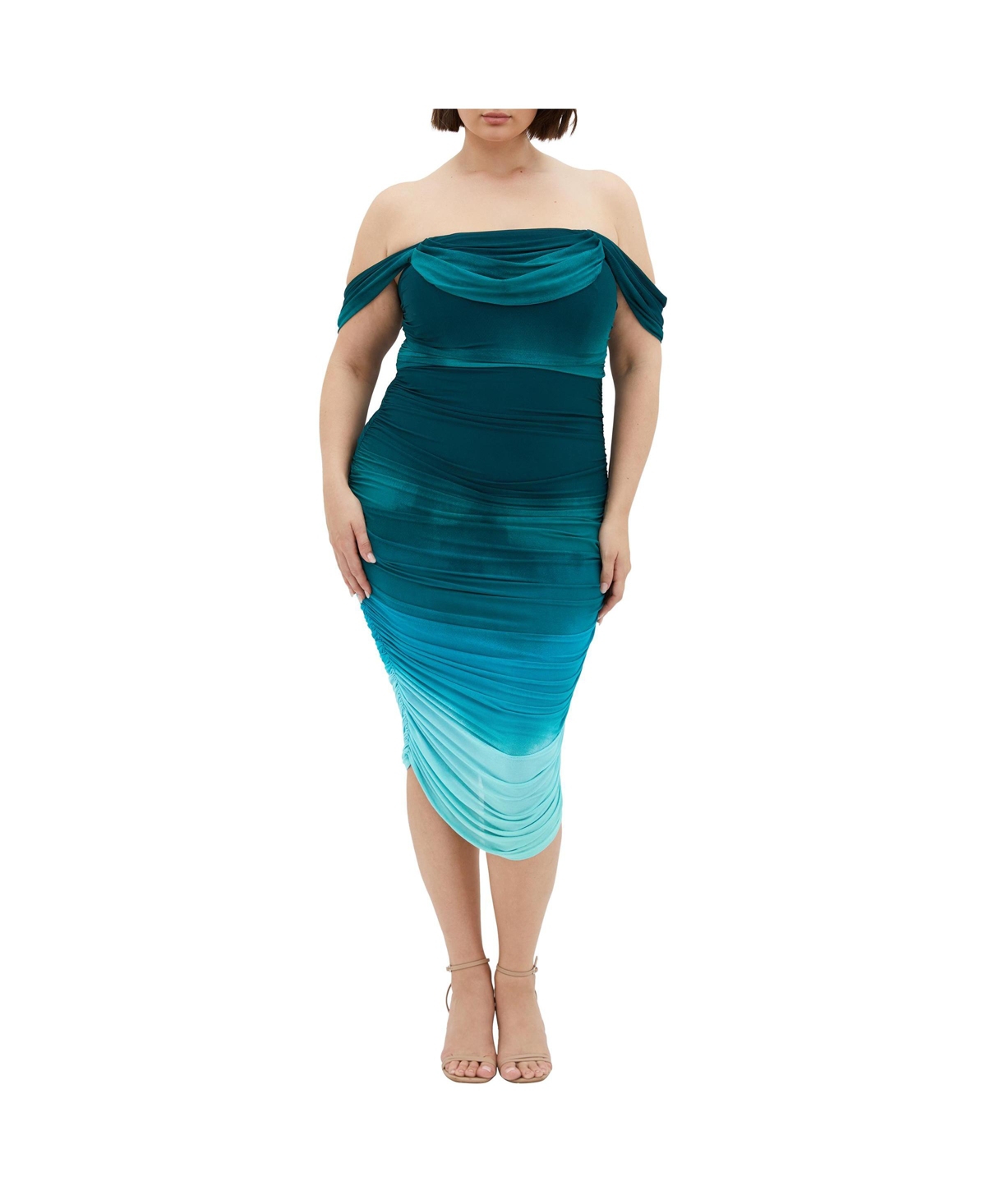 Click here for Plus Size Alyssa Print Midi Dress - Sea ombre prices