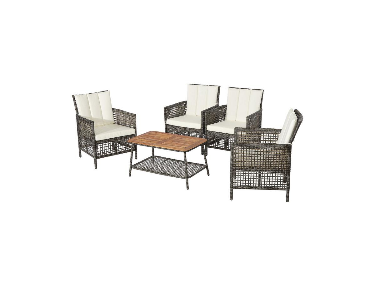 Click here for 5 Pieces Patio Rattan Furniture Set Cushioned Sofa... prices