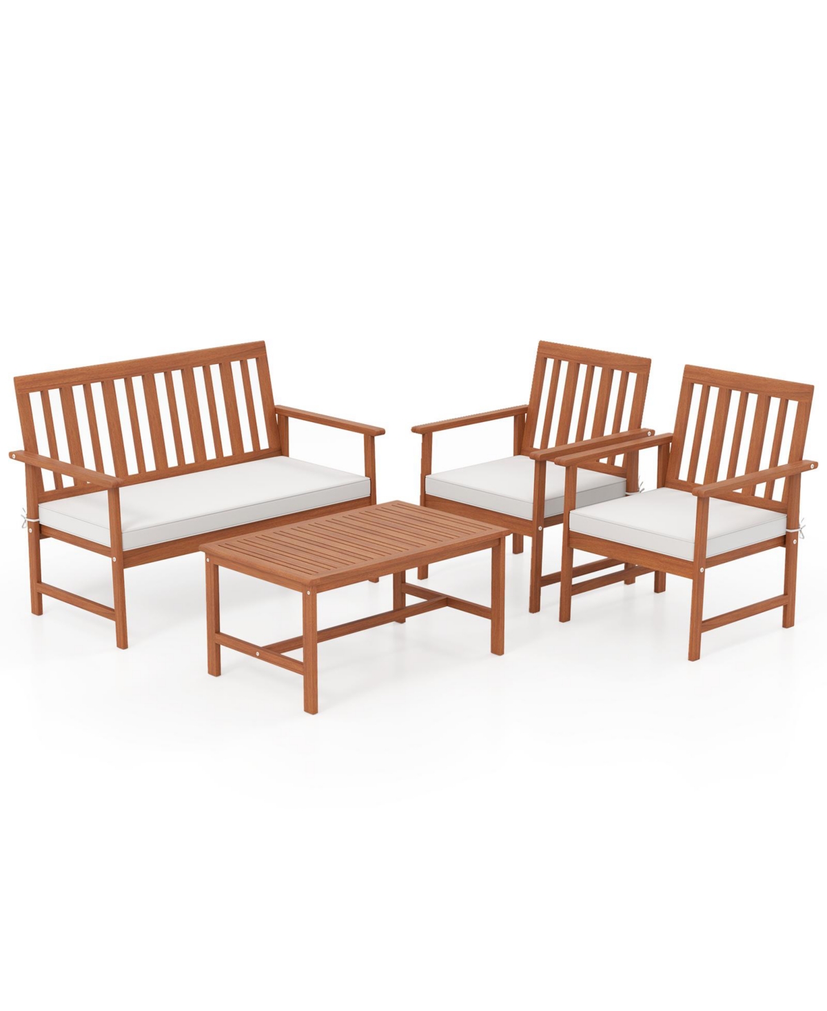 Click here for 4 Pieces Acacia Wood Furniture Set with Seat Cushi... prices