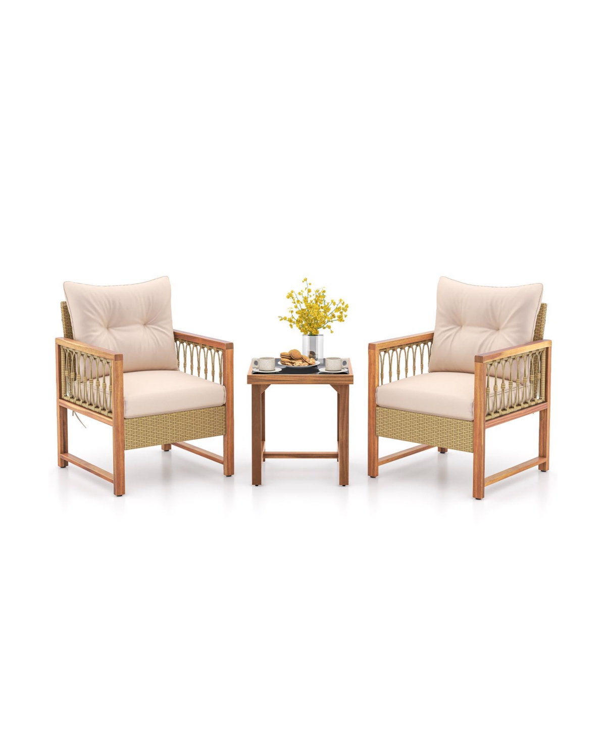 Click here for 3 Pieces Patio Furniture Set with Acacia Wood Fram... prices