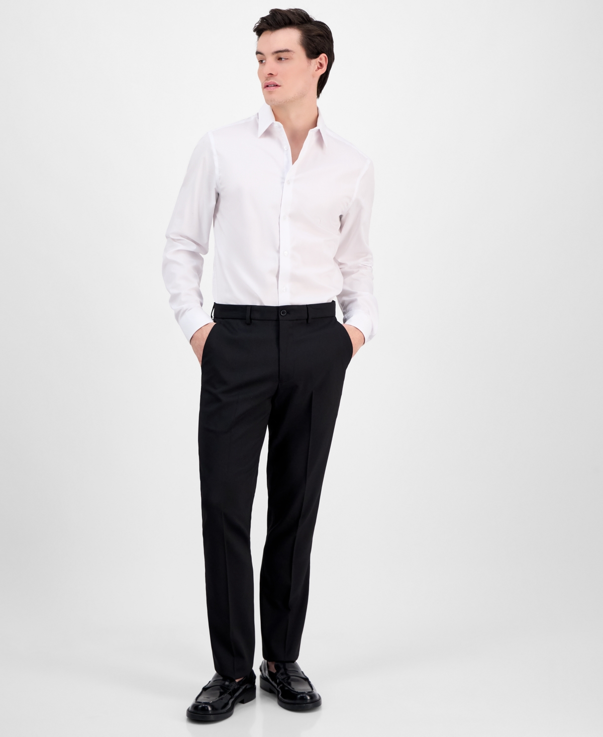 Click here for Dkny Mens Modern-Fit Solid Dress Pants - Black prices