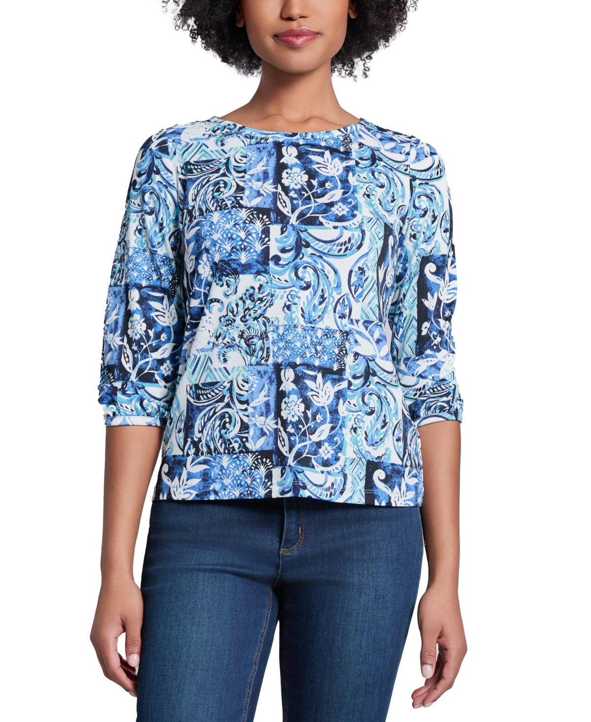 Click here for Jones New York Petite Printed 3/4-Sleeve Top - Nyc... prices