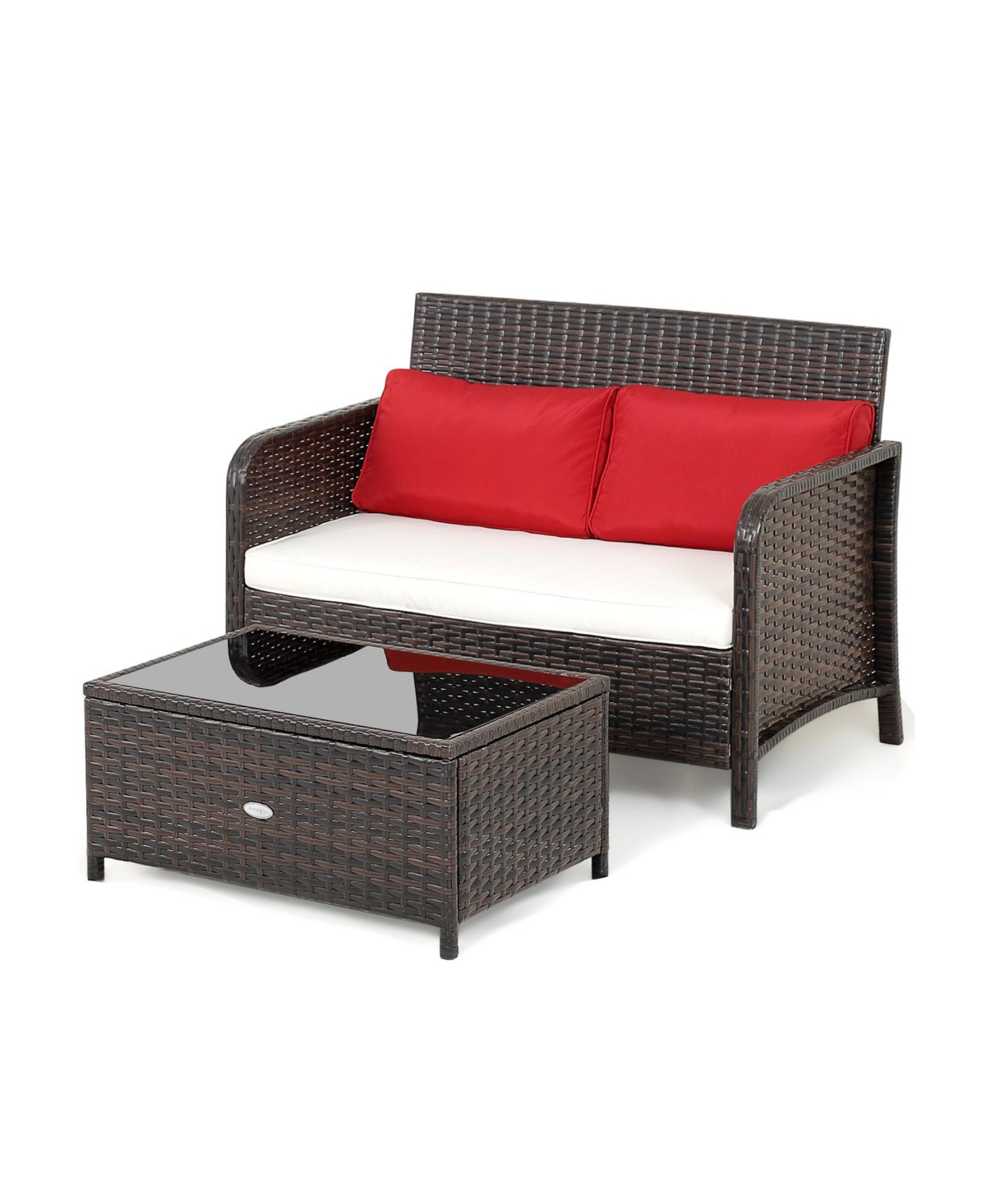 Click here for 2 Pieces Cushioned Patio Rattan Furniture Set - Re... prices