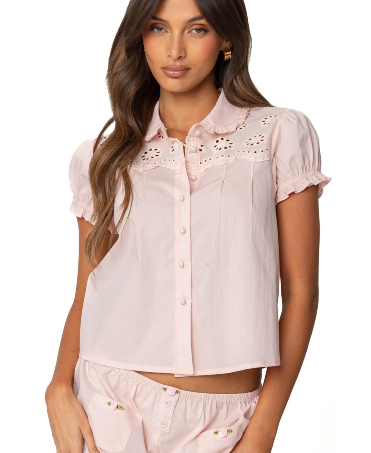 Click here for Edikted Womens Lona Tailored Button Up Shirt - Lig... prices