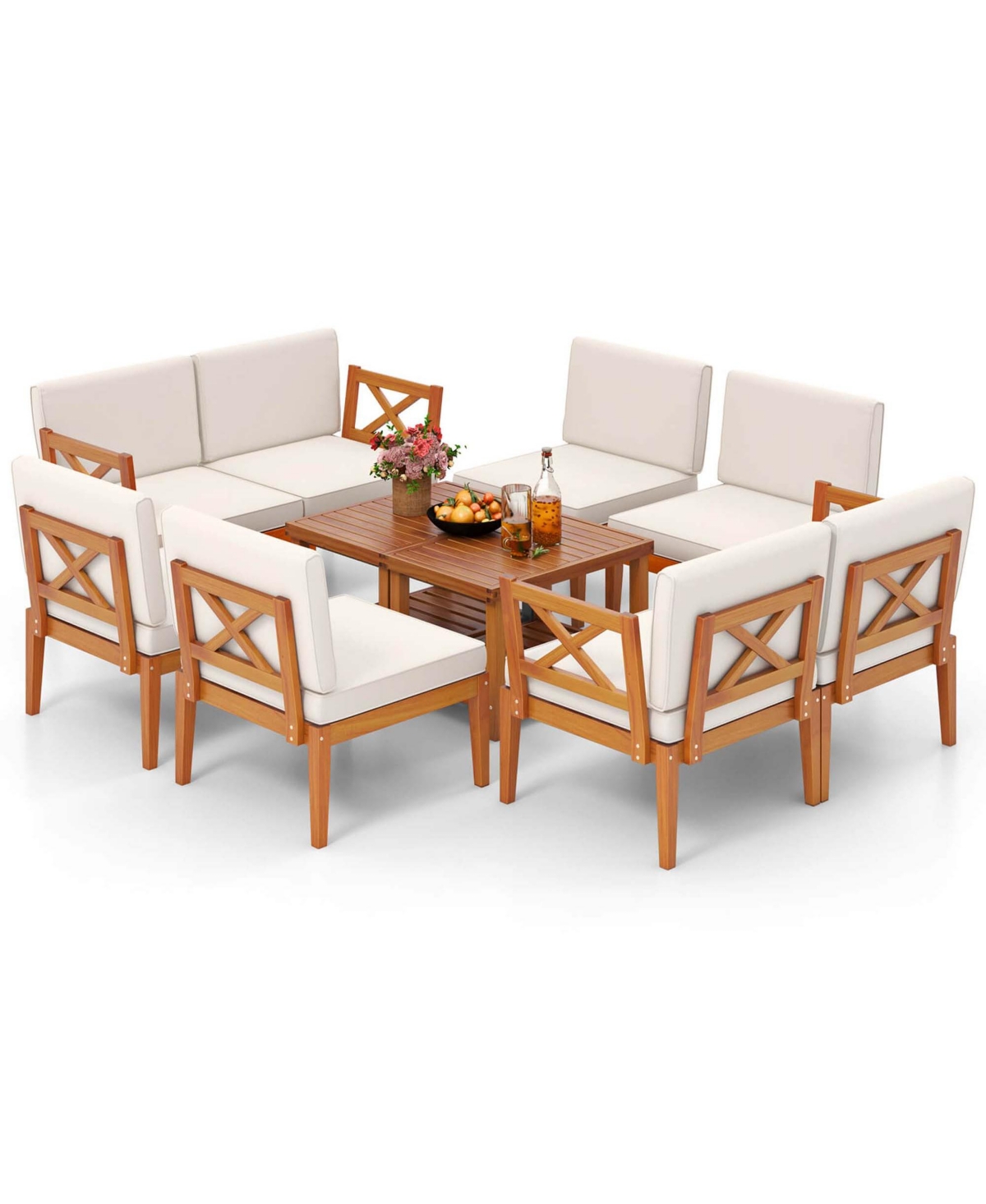 Click here for Gymax 10 Pcs Patio Furniture Set Acacia Wood w/ Cu... prices