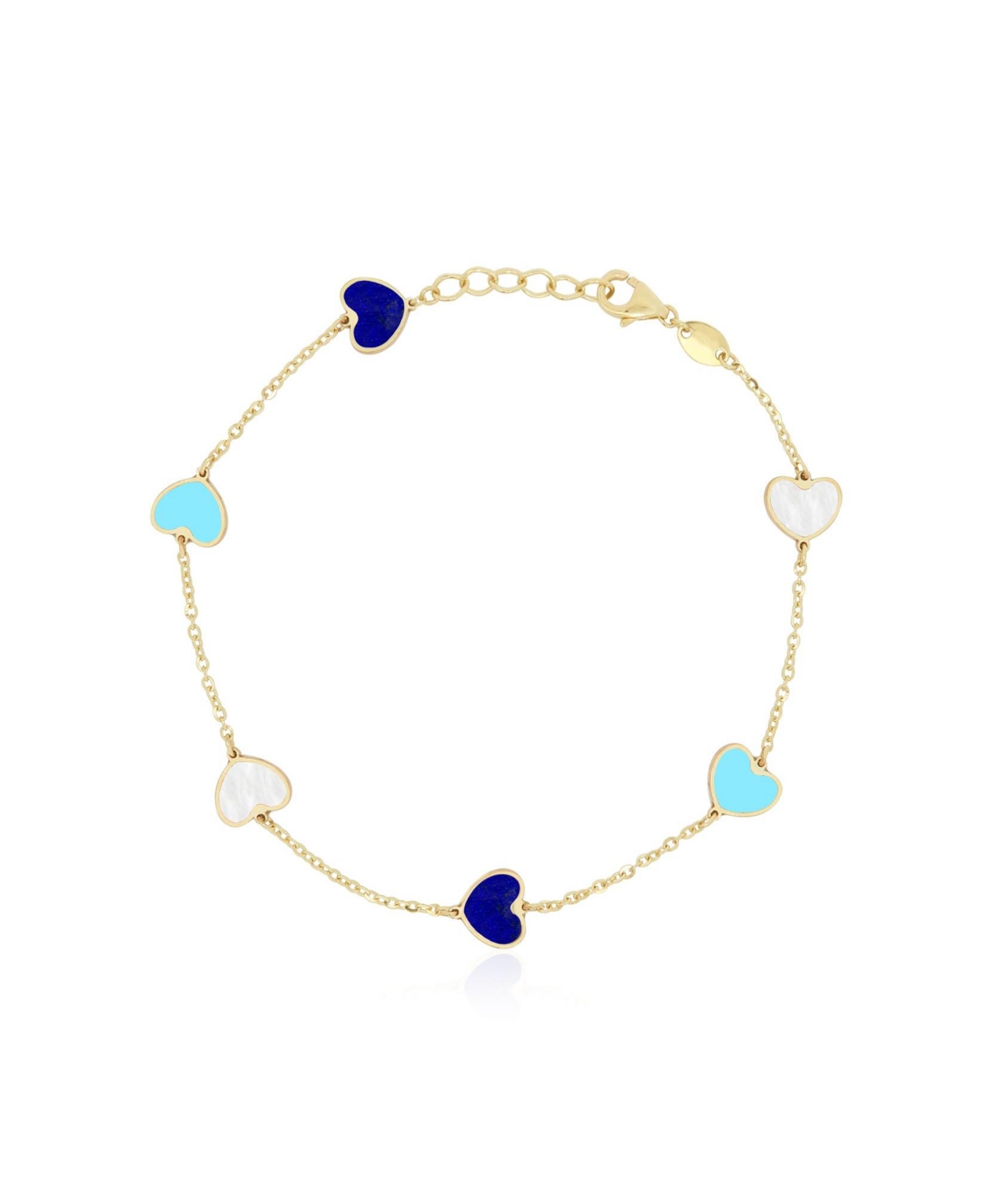 Click here for The Lovery Mixed Blue Heart Station Bracelet 14K G... prices