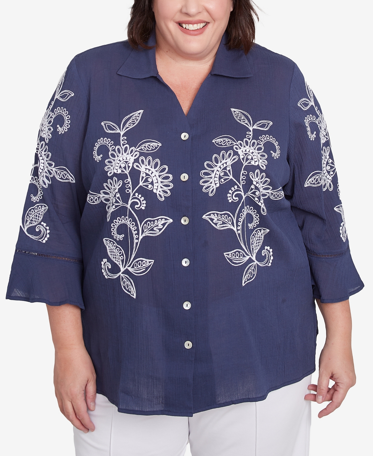 Click here for Alfred Dunner Plus Size Nantucket Embroidered Mari... prices