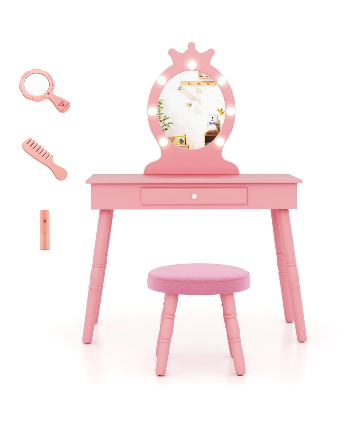 Click here for Kids Vanity Set with Lighted Mirror  Adjustable Br... prices