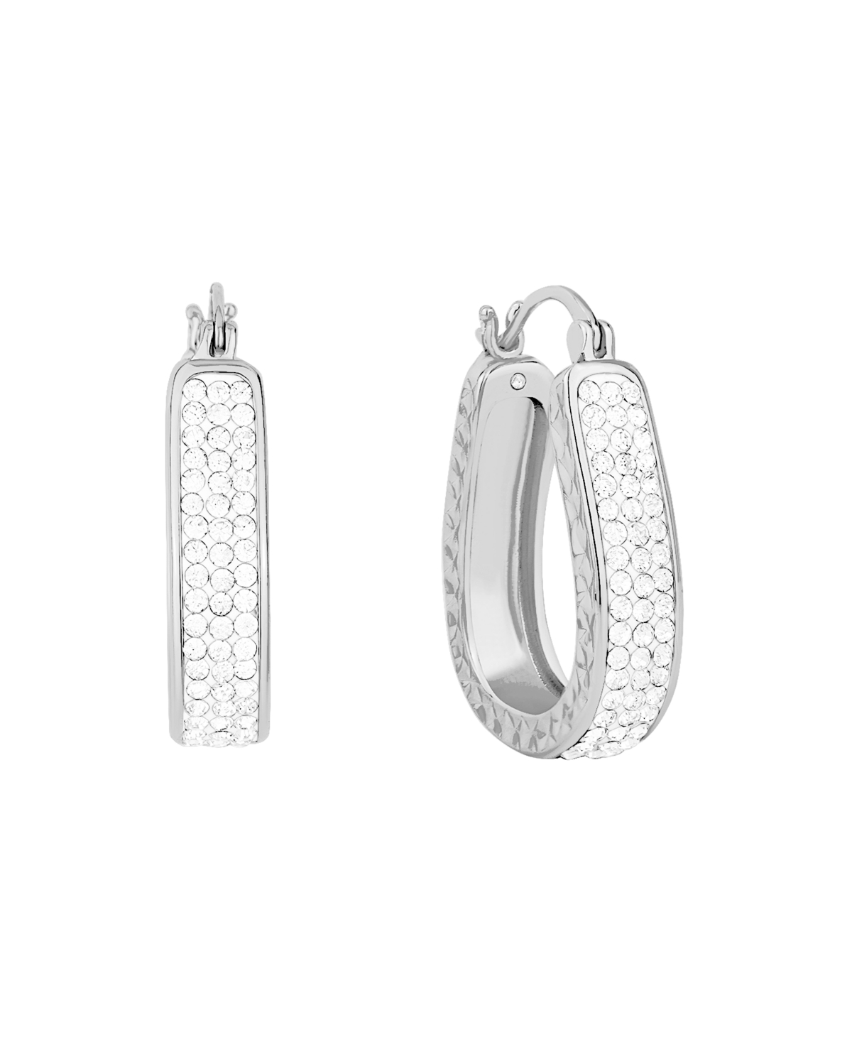 Click here for And Now This Clear Crystal Diamond Cut Hoop Earrin... prices