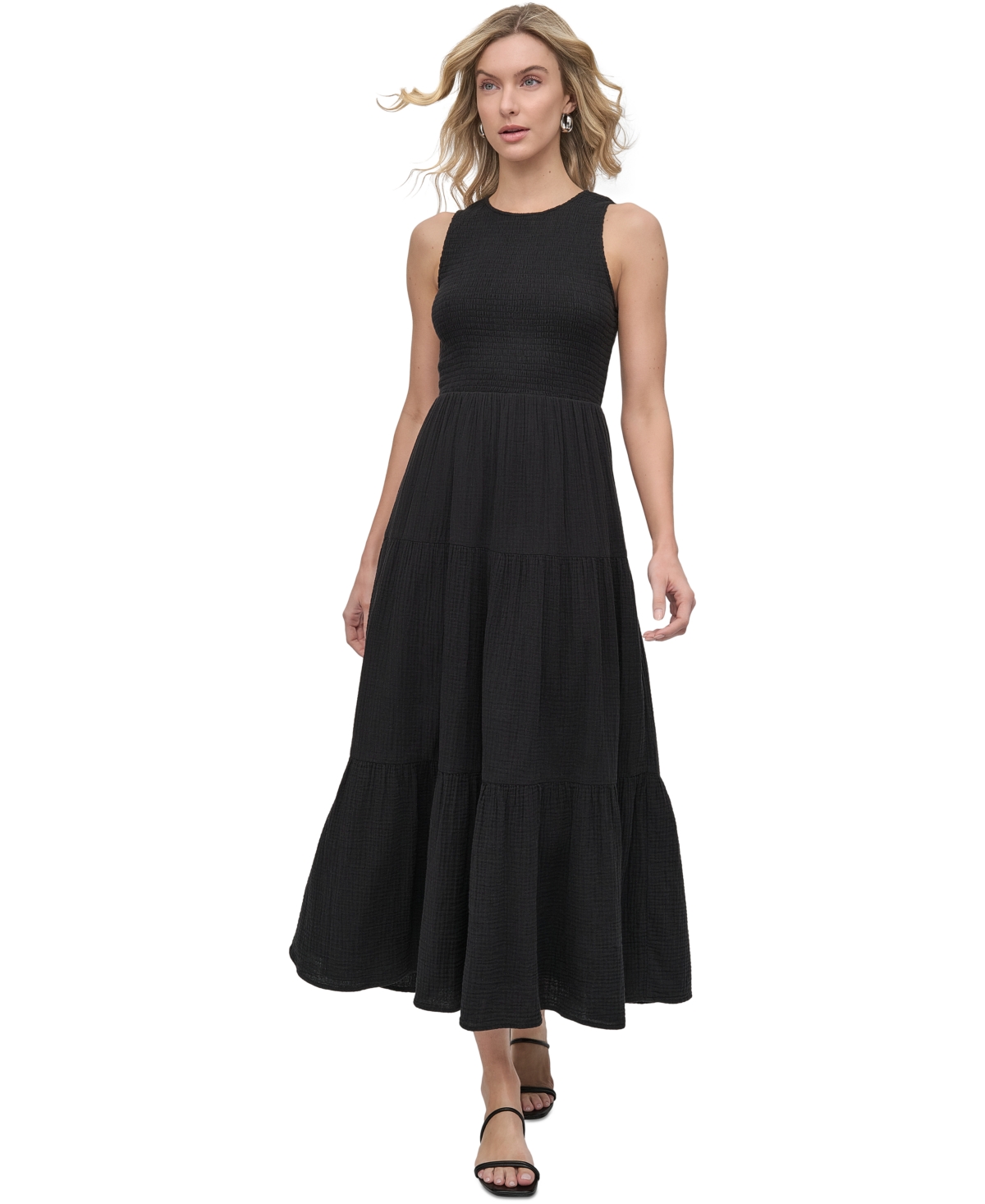 Click here for Dkny Jeans Womens Cotton Gauze Smocked-Bodice Maxi... prices