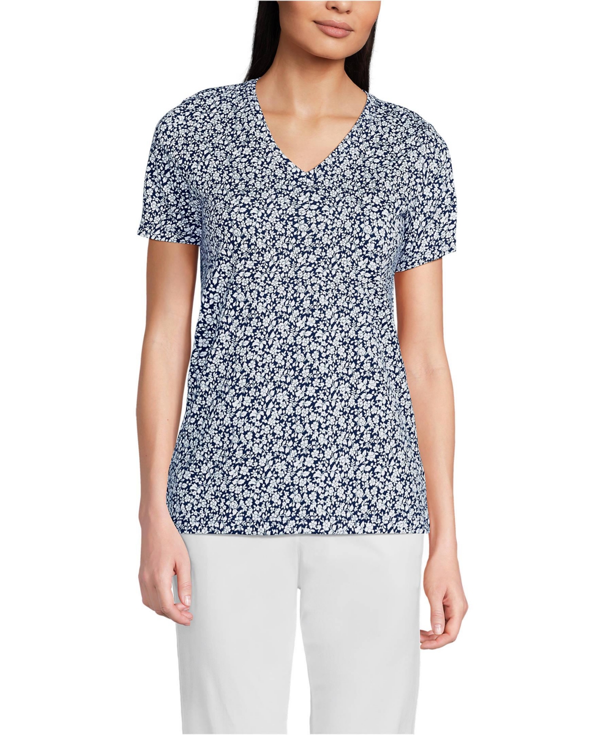 Click here for Lands End Womens Relaxed Supima Cotton V-Neck T-Sh... prices